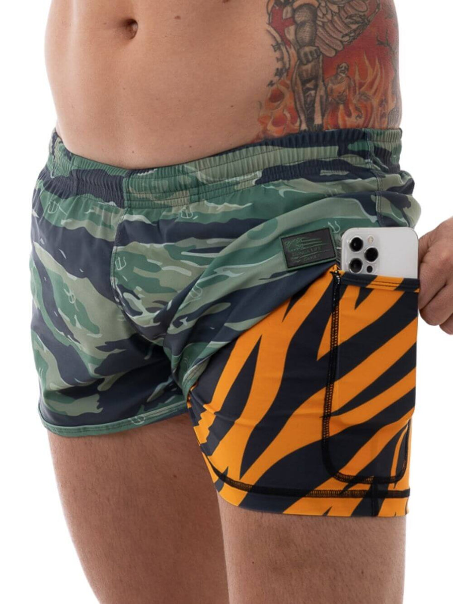Tiger Stripe Camo Pocket Silkies, Ranger Panties Shorts - Sunga Life